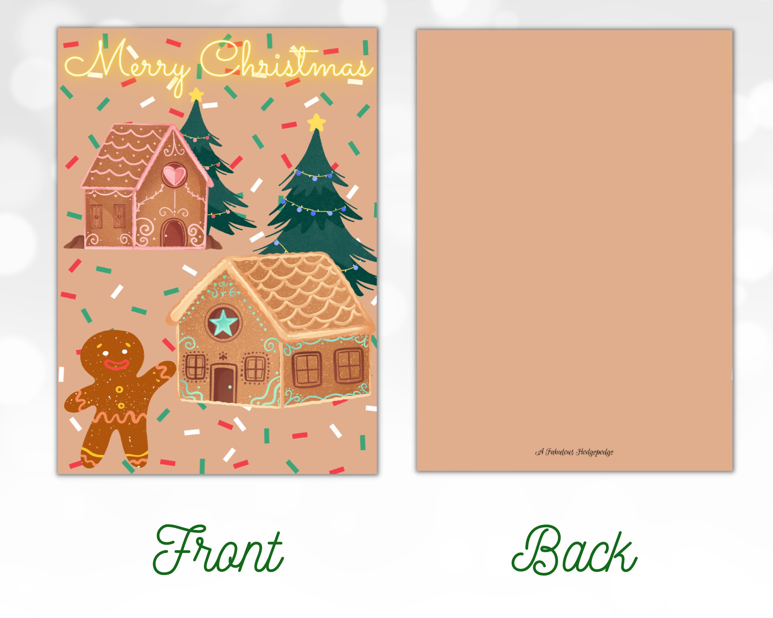 Printable Gingerbread Christmas Card PDF Digital Download Fun Christmas ...