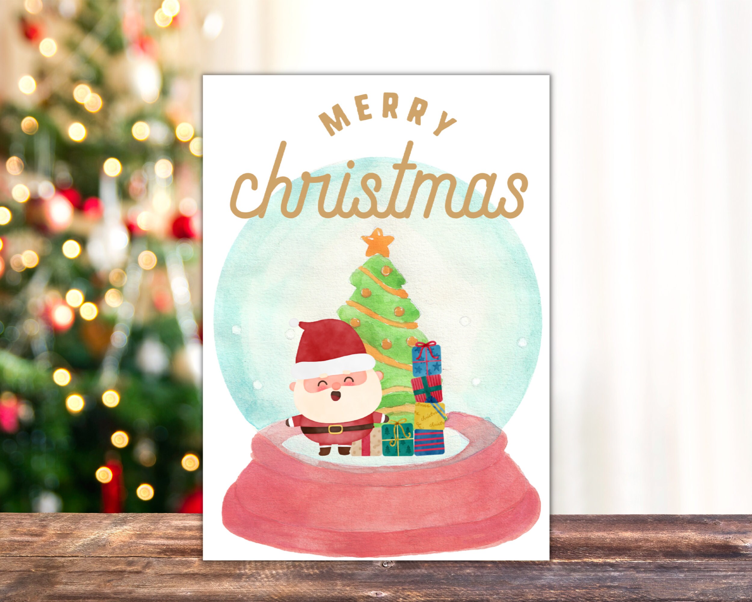 Printable Santa Snow Globe Christmas Card (PDF Digital Download) - Etsy