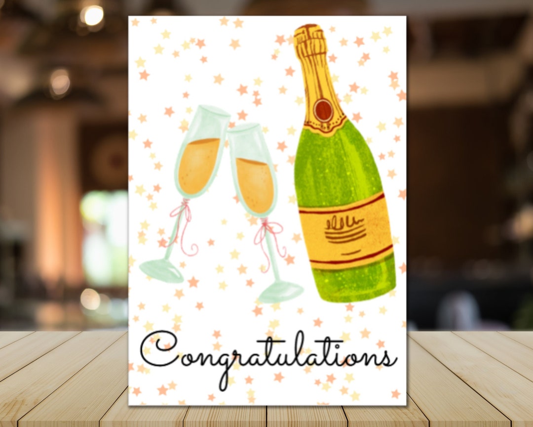Champagne Toast Congratulations Card | Celebration Greeting (PDF ...