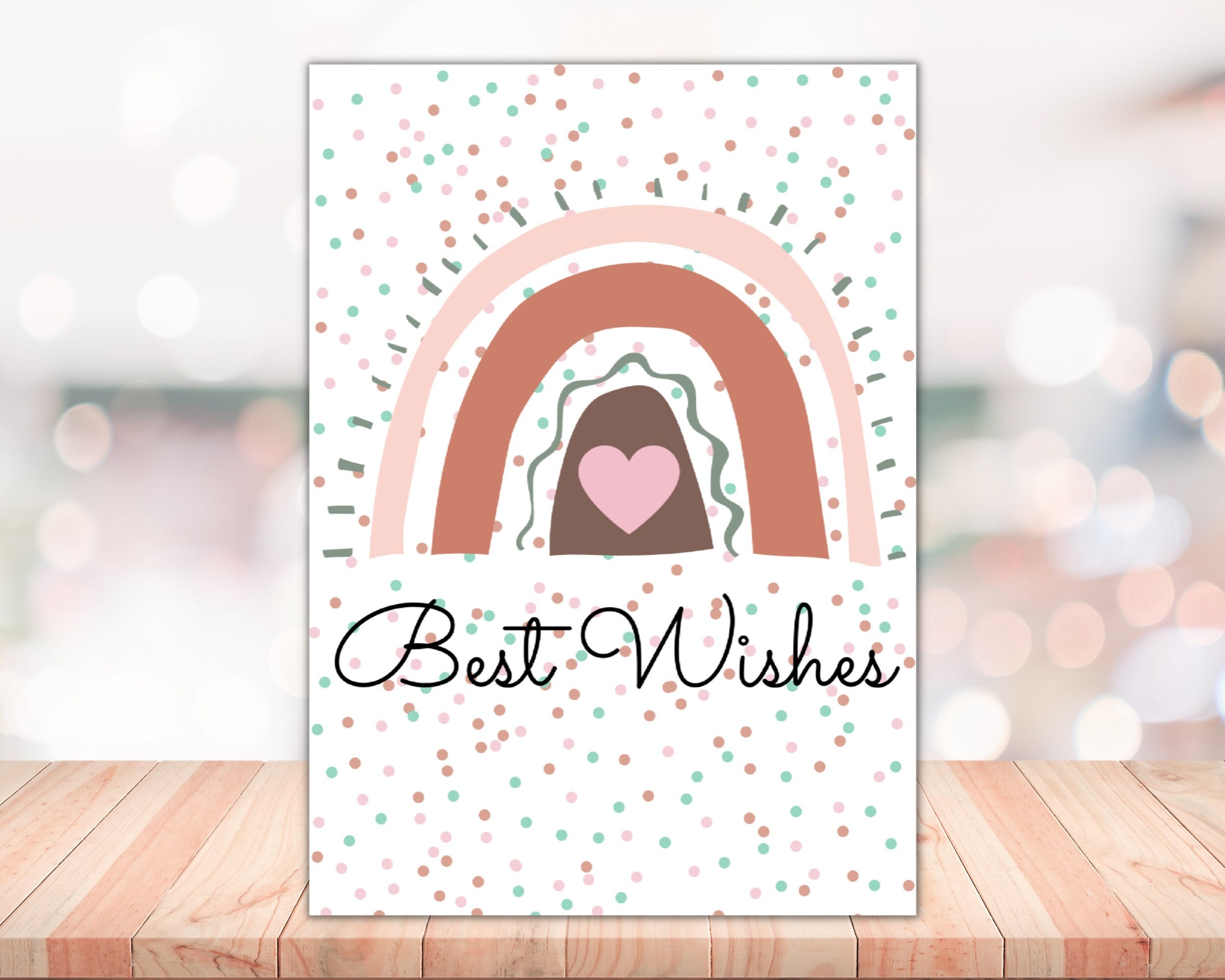 Printable Best Wishes Card | PDF Digital Download | Boho Rainbow ...