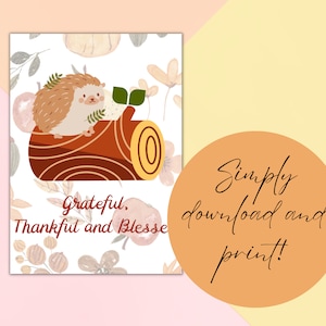 Hedgehog Thanksgiving Card | PDF Instant Download | Happy Thanksgiving ...