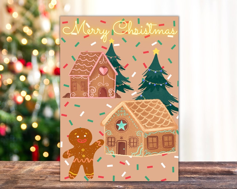 Printable Gingerbread Christmas Card PDF Digital Download Fun Christmas ...