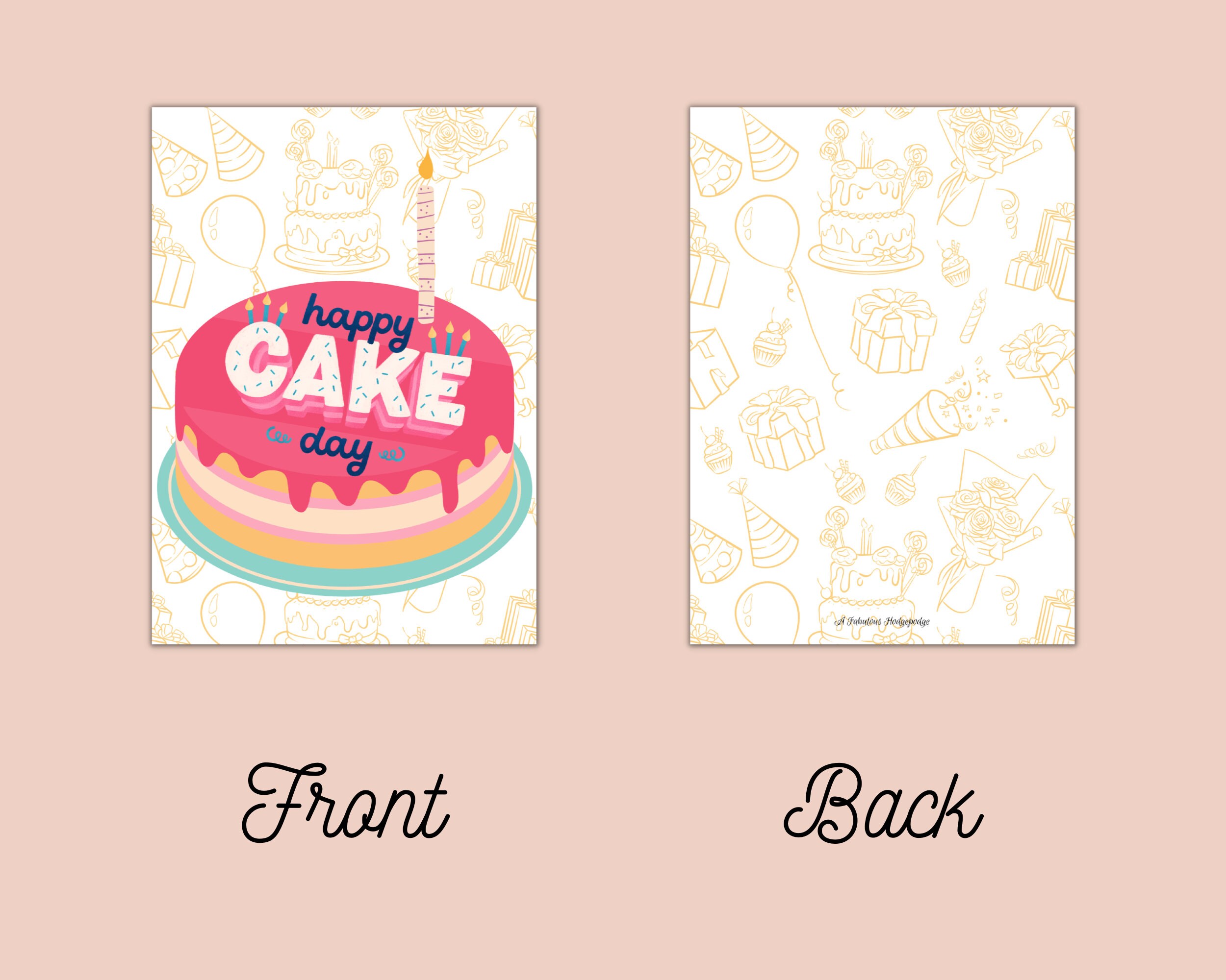 Happy Cake Day Birthday Card Printable PDF Instant Download Birthday ...