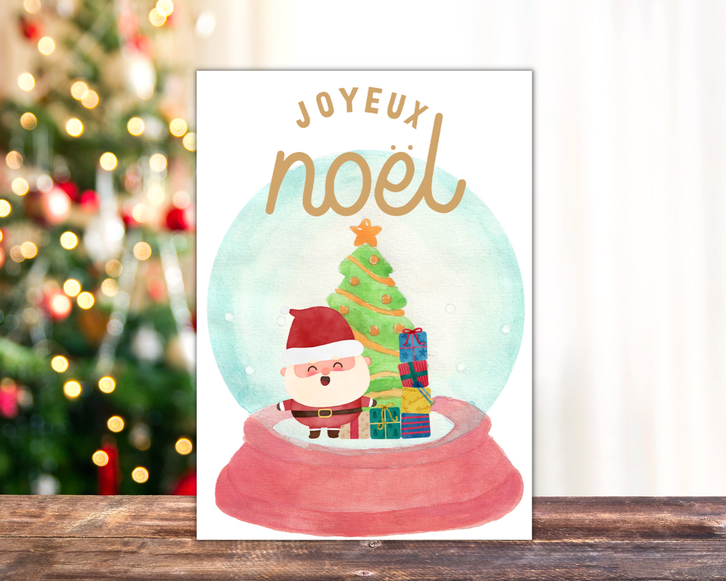 Printable Santa Snow Globe Christmas Card | PDF Digital Download ...