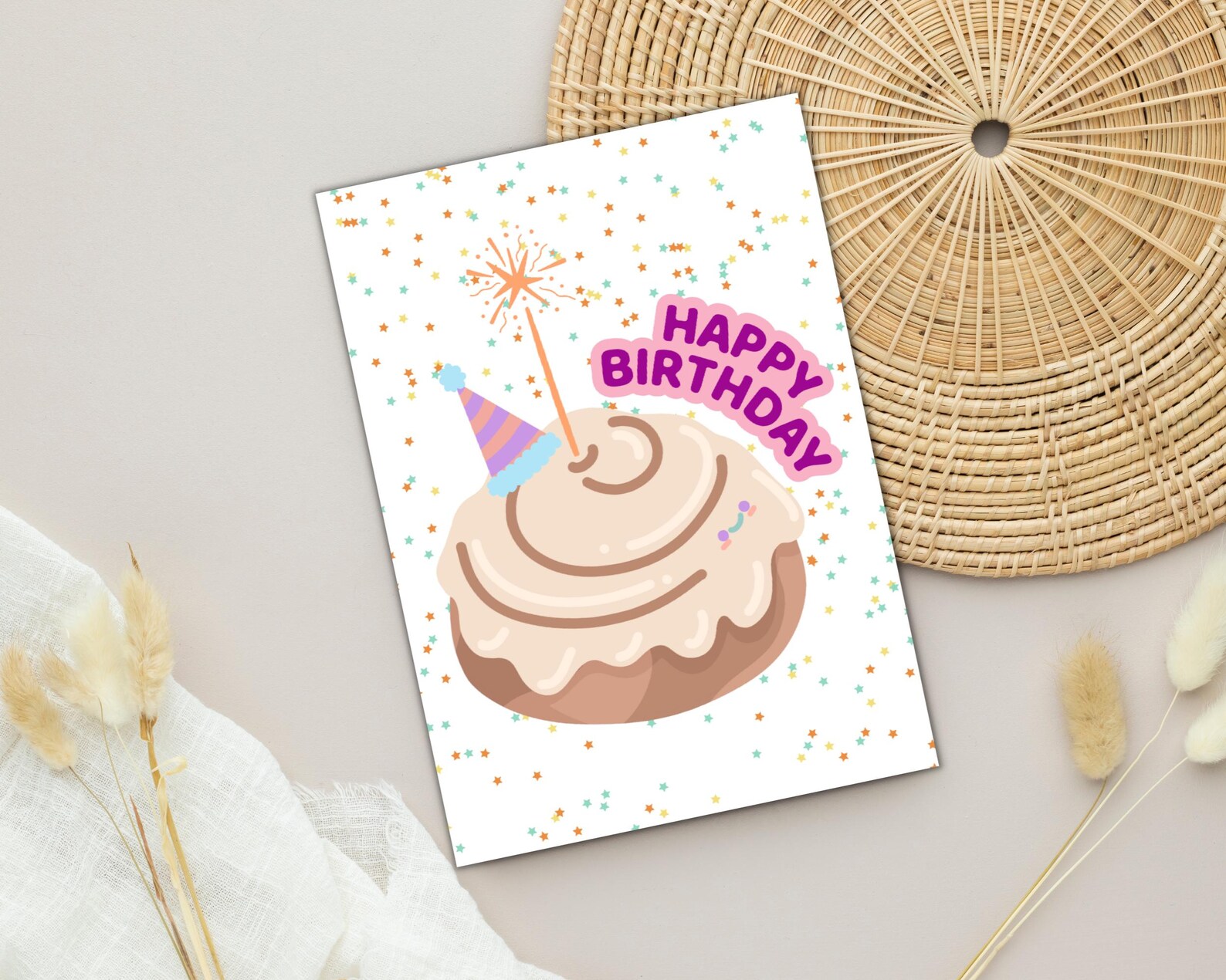 Cute Cinnamon Roll Birthday Card Printable (PDF Instant Download) - Etsy