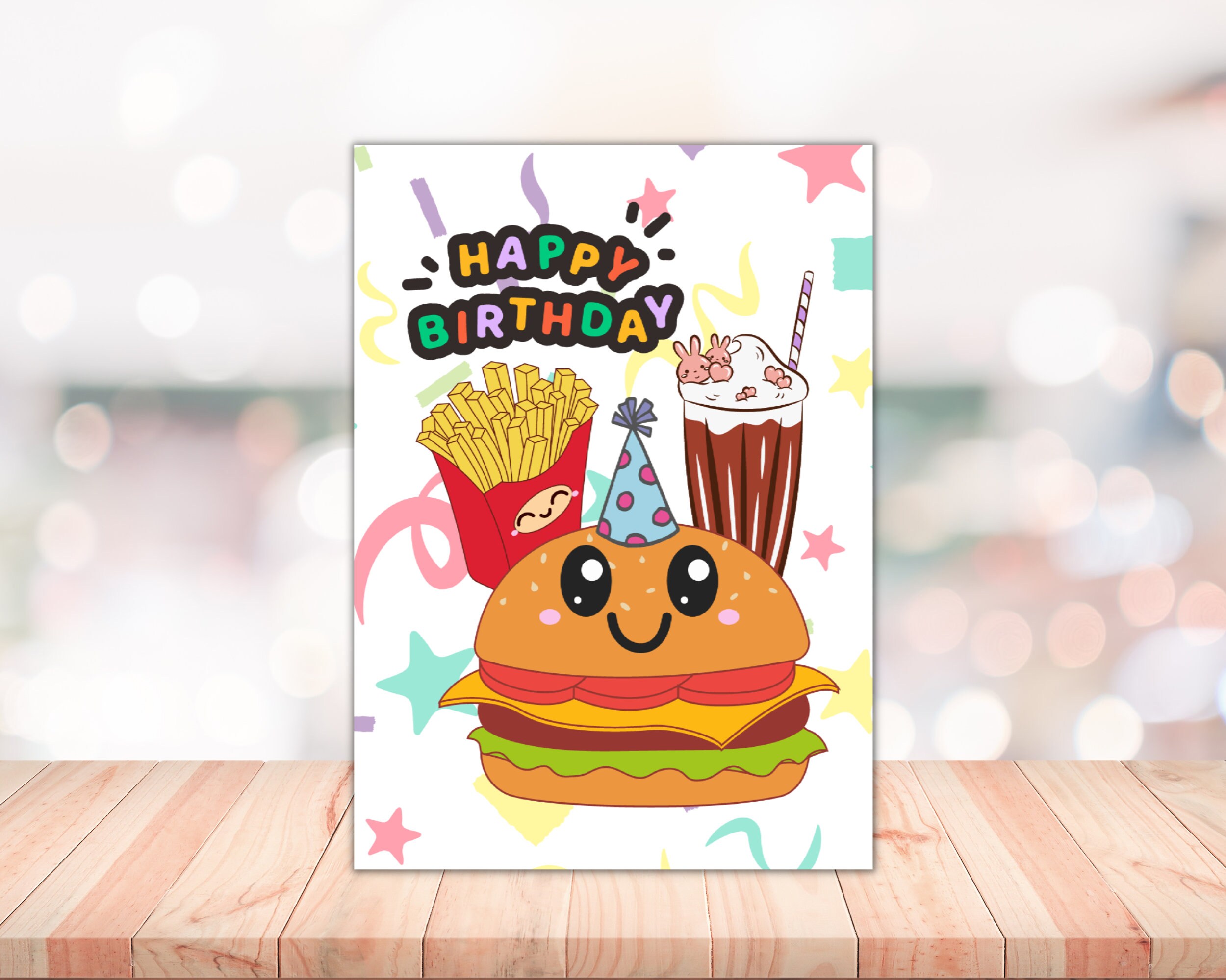 Burger Birthday Card Printable | PDF Instant Download | Hamburger ...