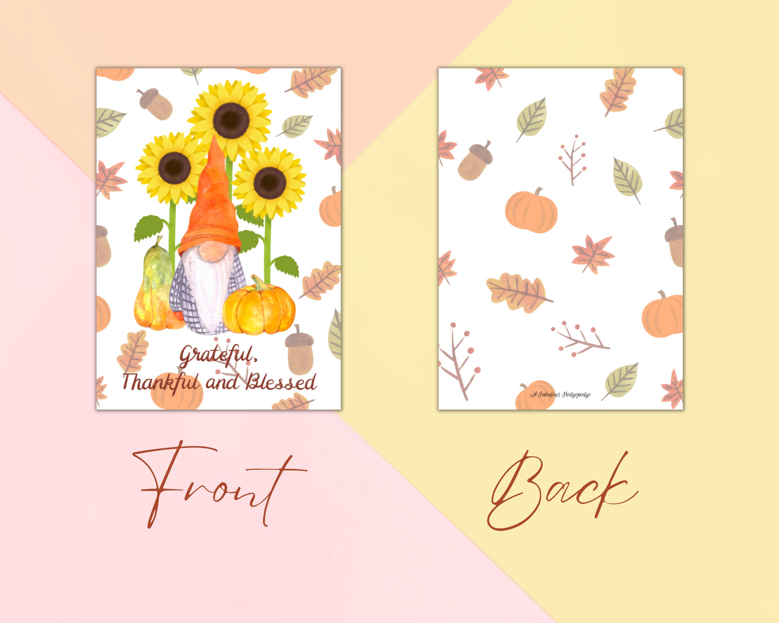 Gnome Autumn Card Bundle Printable | PDF Instant Download | Gnome ...