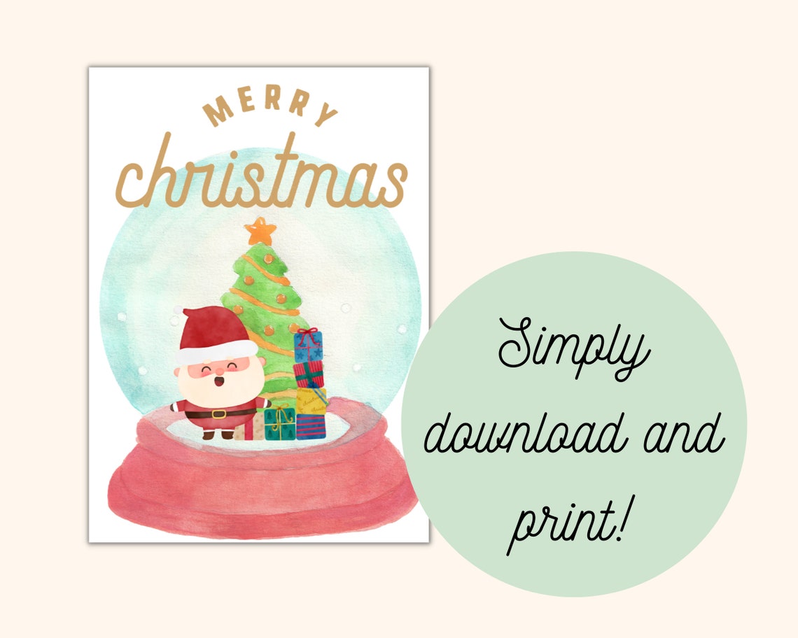 Printable Santa Snow Globe Christmas Card (PDF Digital Download) - Etsy