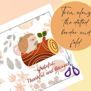 Hedgehog Thanksgiving Card | PDF Instant Download | Happy Thanksgiving ...