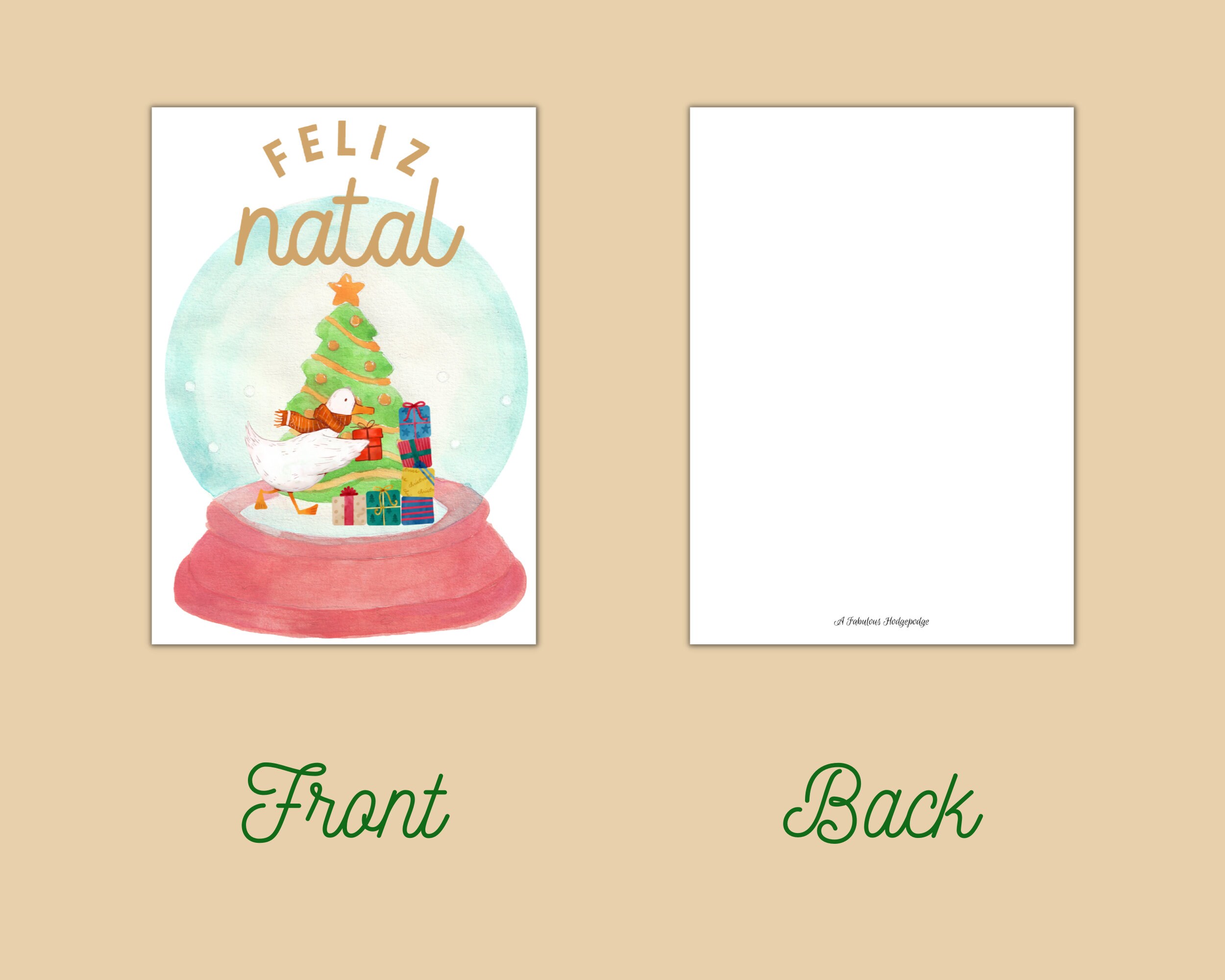 Printable Feliz Natal Card | Duck Snow Globe Christmas (PDF Digital ...