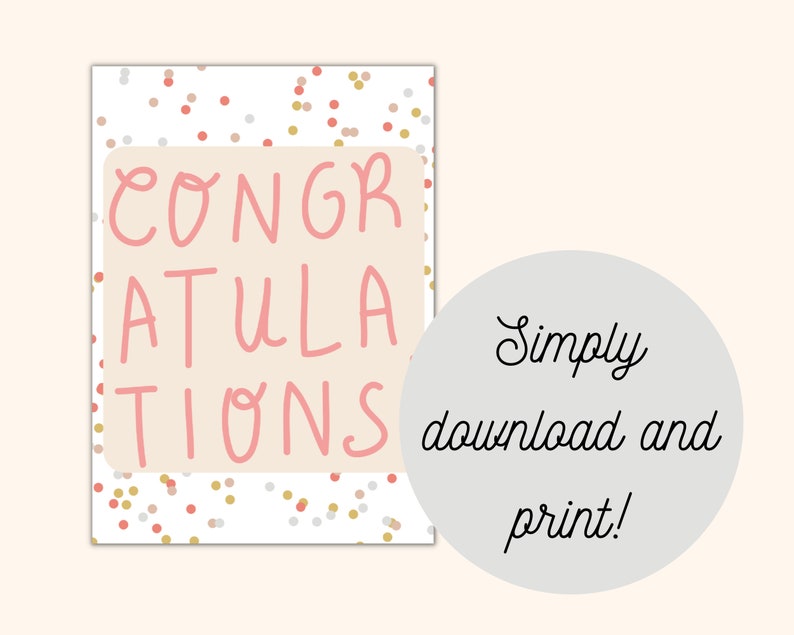 Congratulations Card Printable PDF Instant Download Celebratory ...