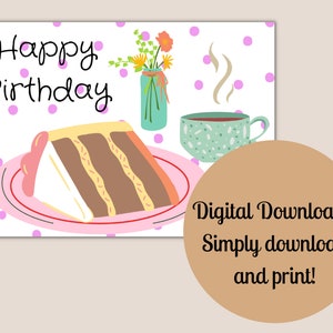Printable Cake Slice Birthday Card PDF Digital Download Brithday Cards ...