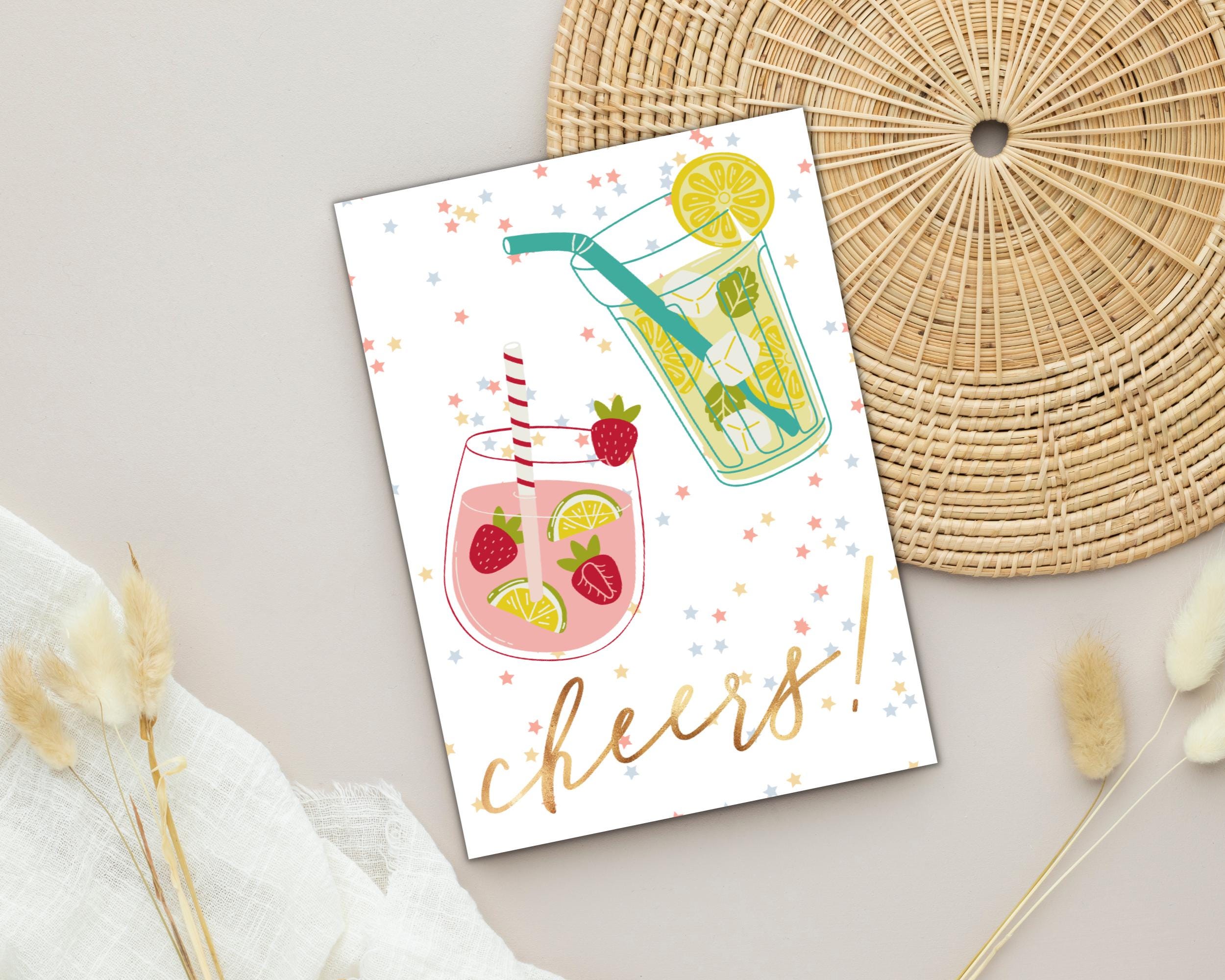 Cheers Cocktails Greeting Card | Printable Besties Card (PDF Download ...