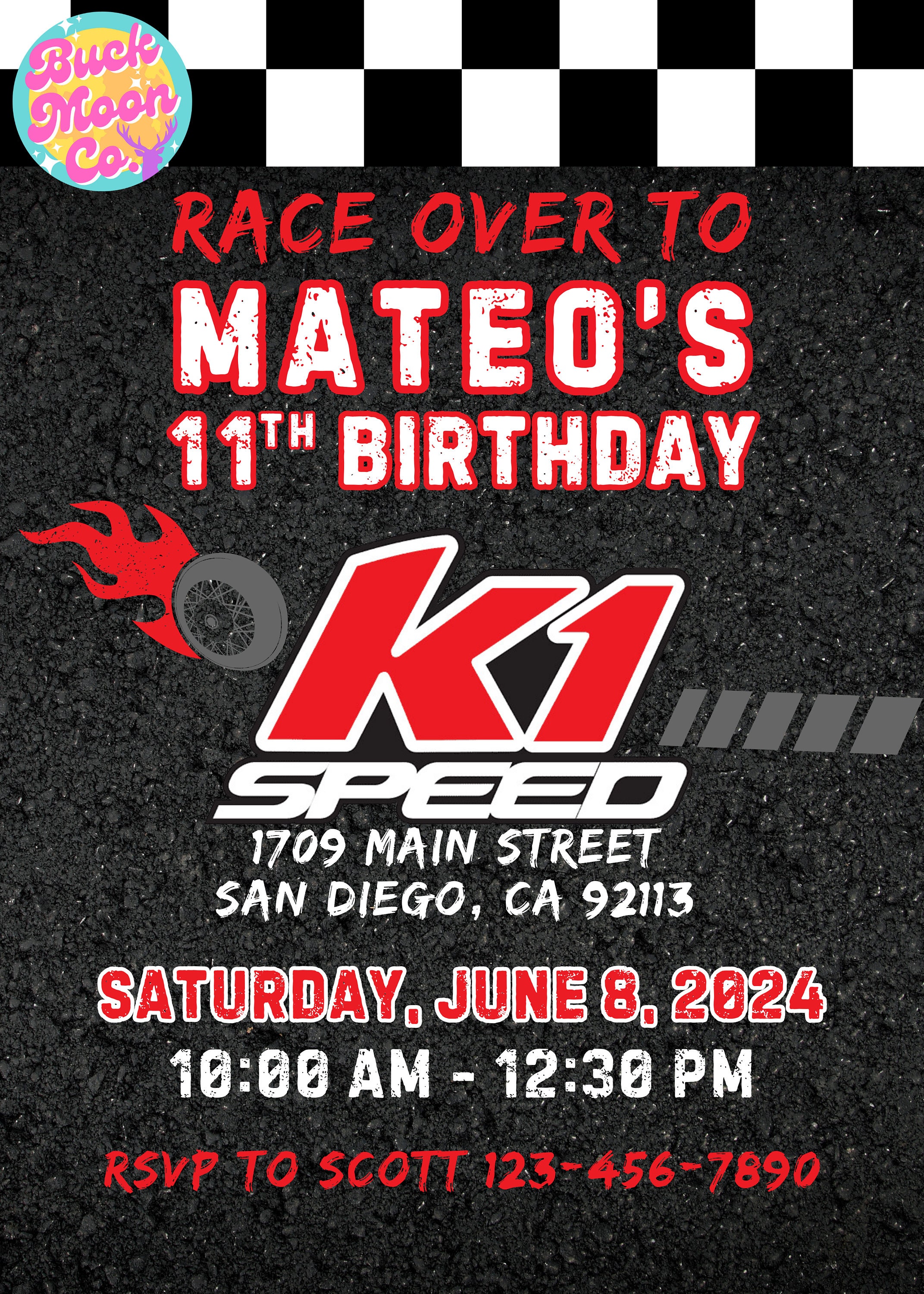K1 Speed, Indoor Kart, Racing Birthday Party, Invitation, Custom ...