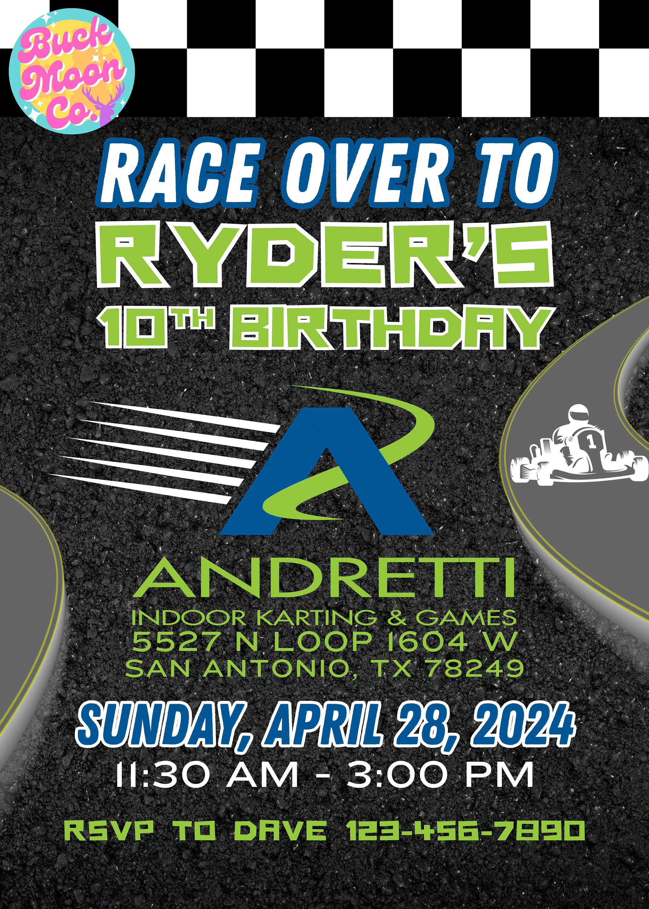 Andretti Indoor Karting, Racing Birthday Party, Invitation, Custom ...
