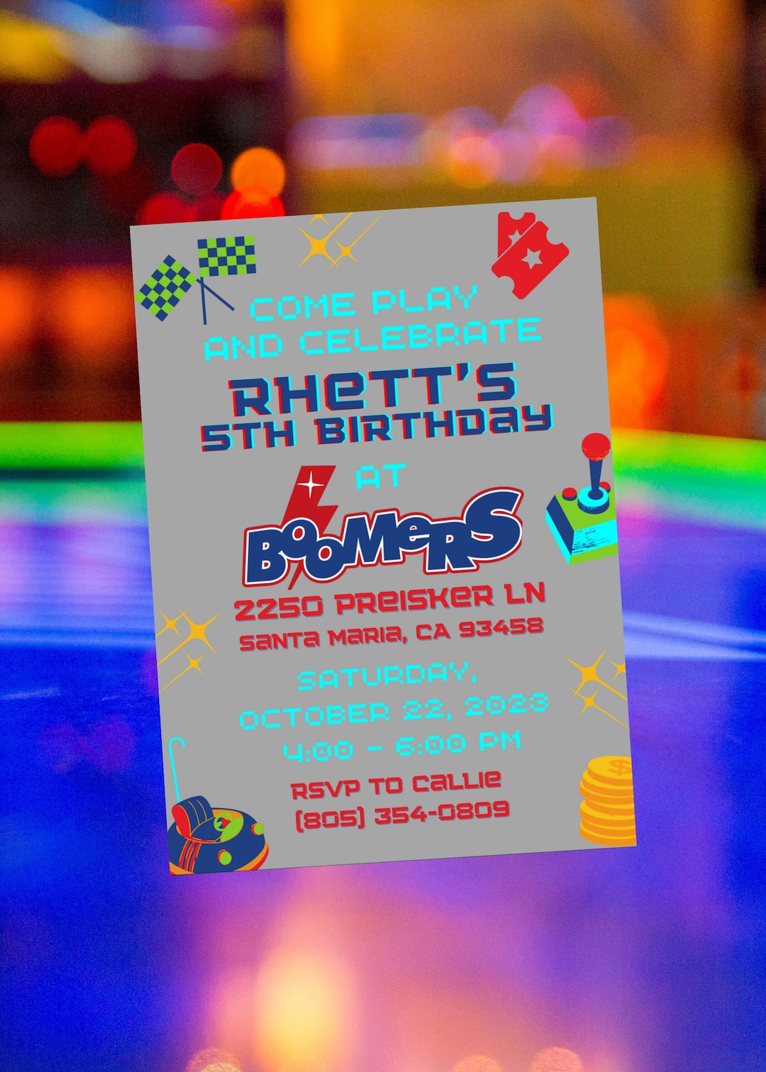 Boomers Birthday Party, Arcade, Invitation, Custom Age, Printable ...
