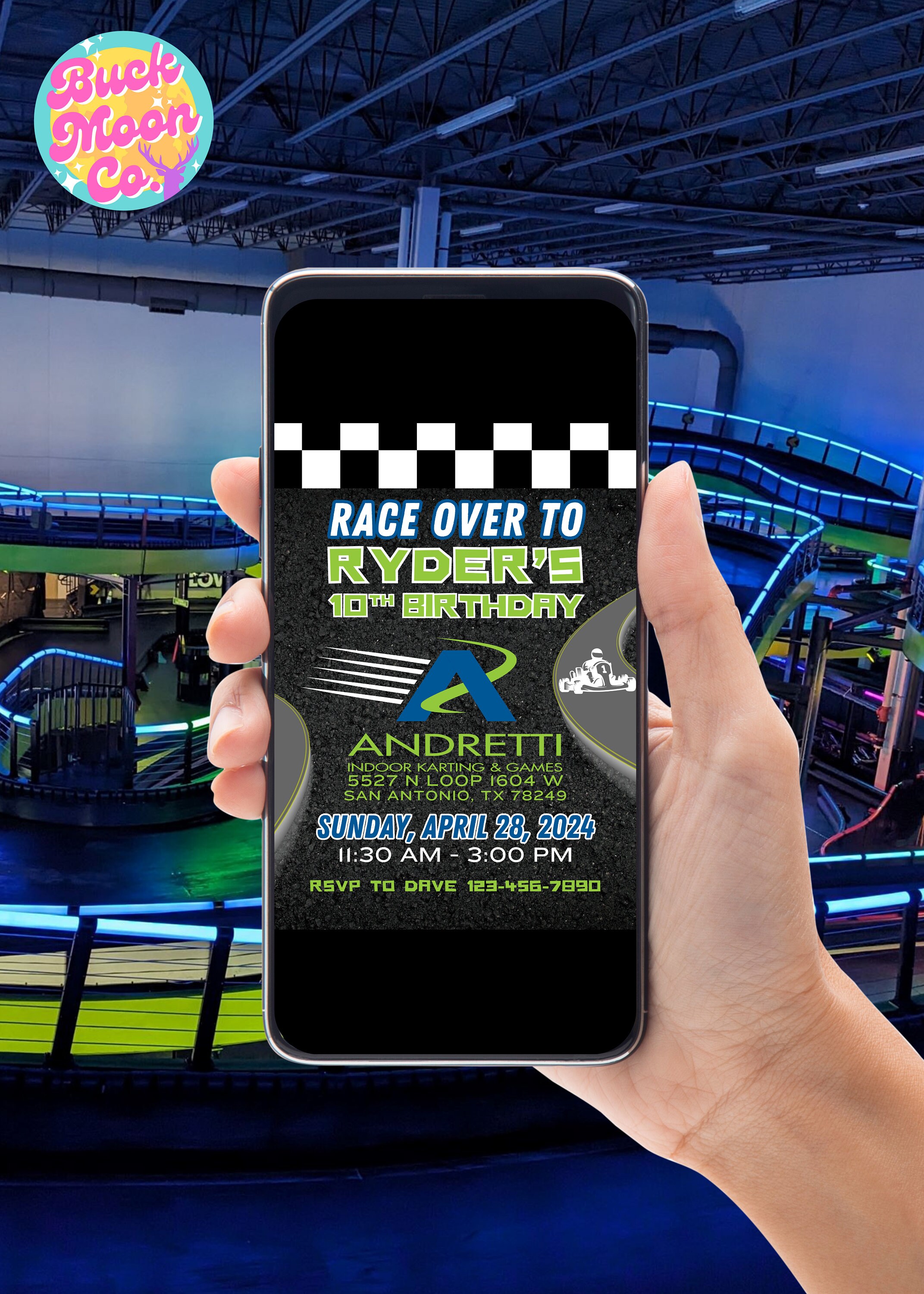 Andretti Indoor Karting, Racing Birthday Party, Invitation, Custom ...