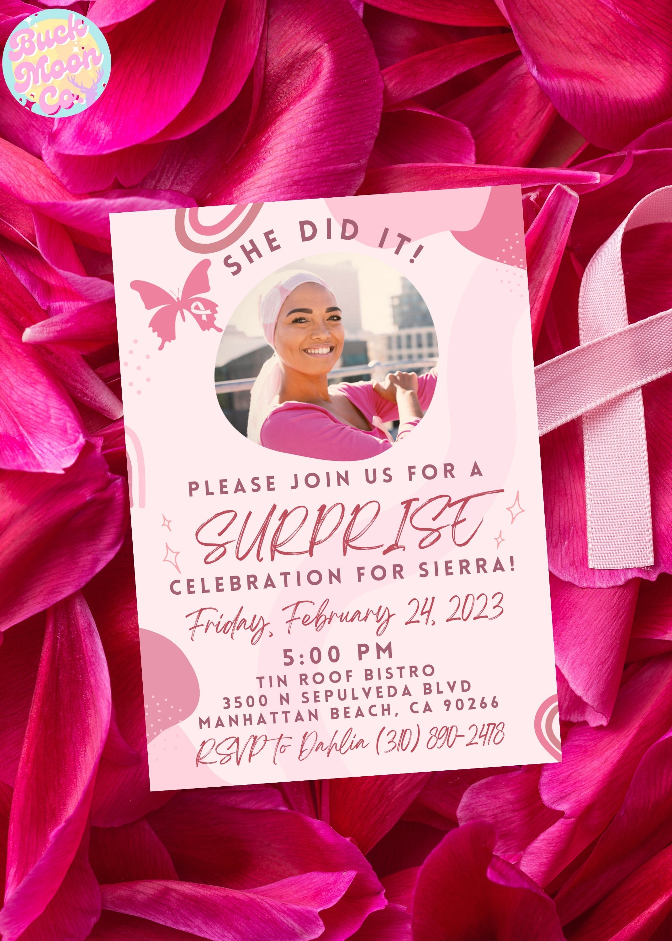 Cancer Survivor Celebration, Invitation, Breast Cancer, Printable, Digital Invite, Surprise ...