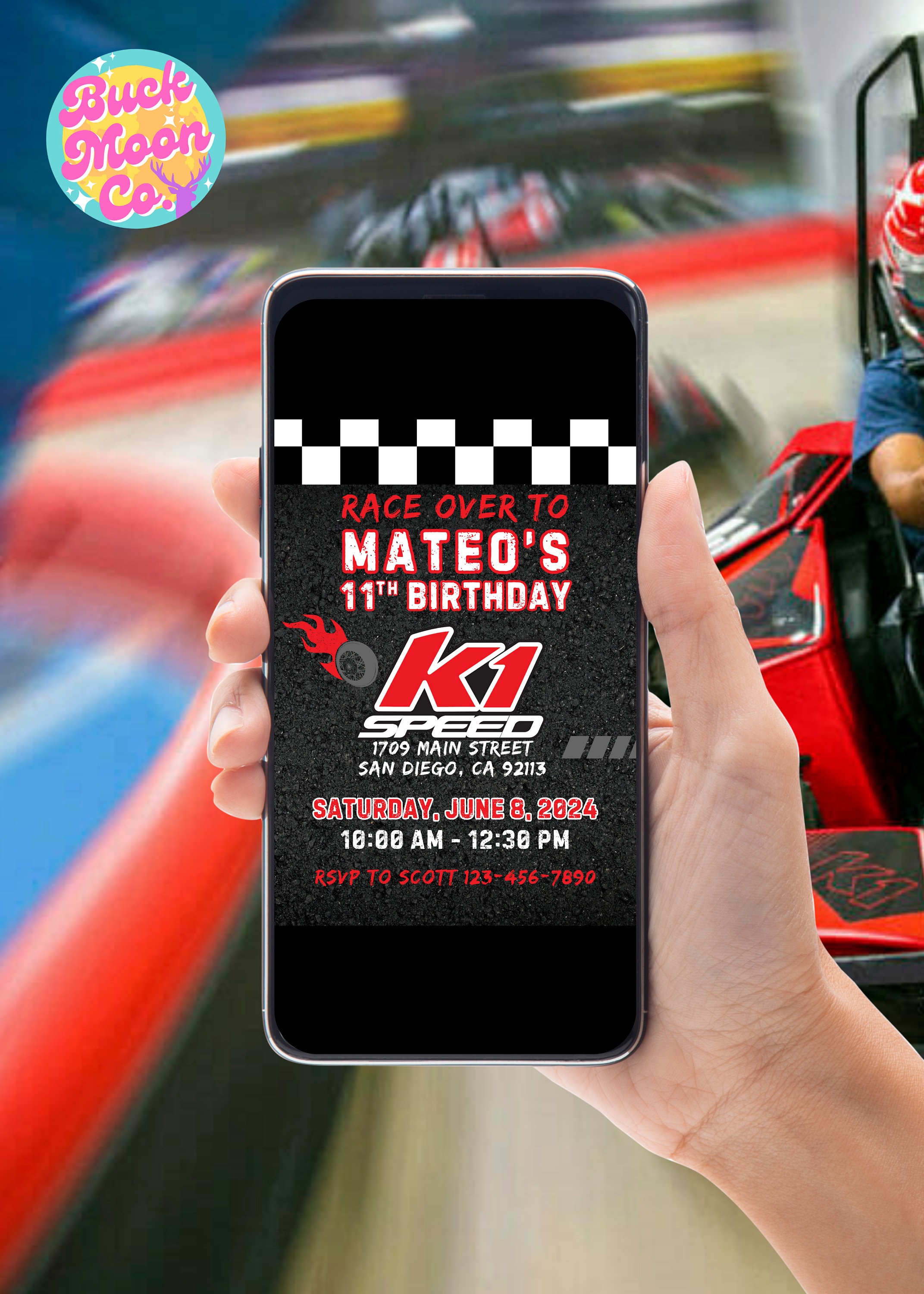 K1 Speed, Indoor Kart, Racing Birthday Party, Invitation, Custom ...