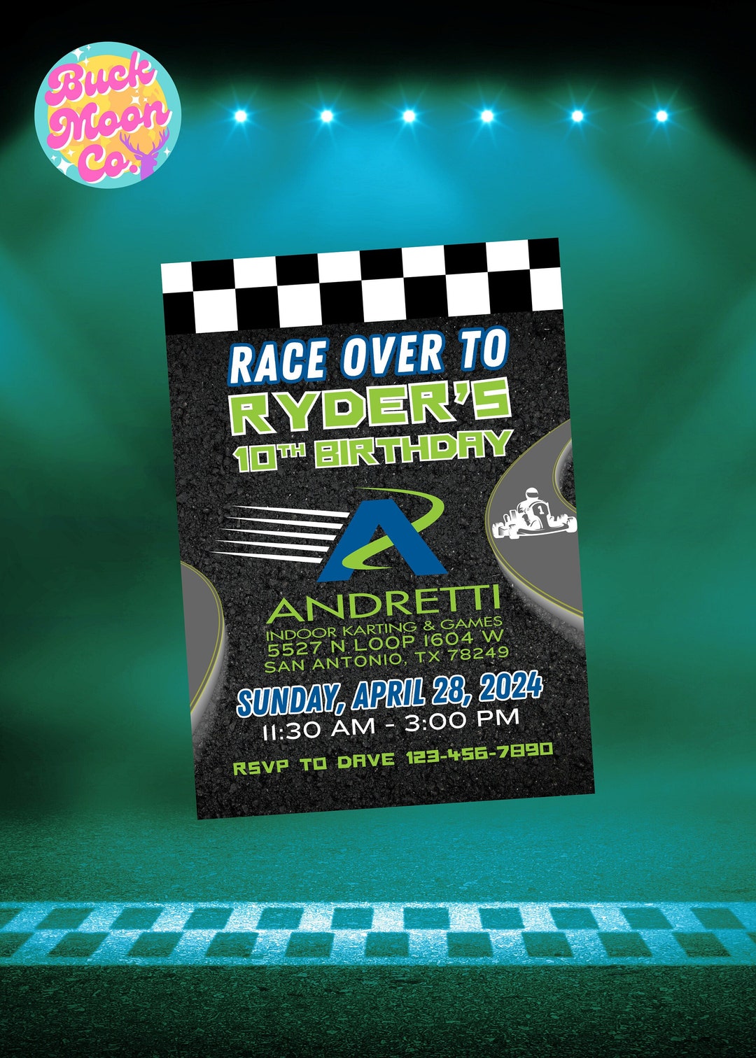 Andretti Indoor Karting, Racing Birthday Party, Invitation, Custom ...
