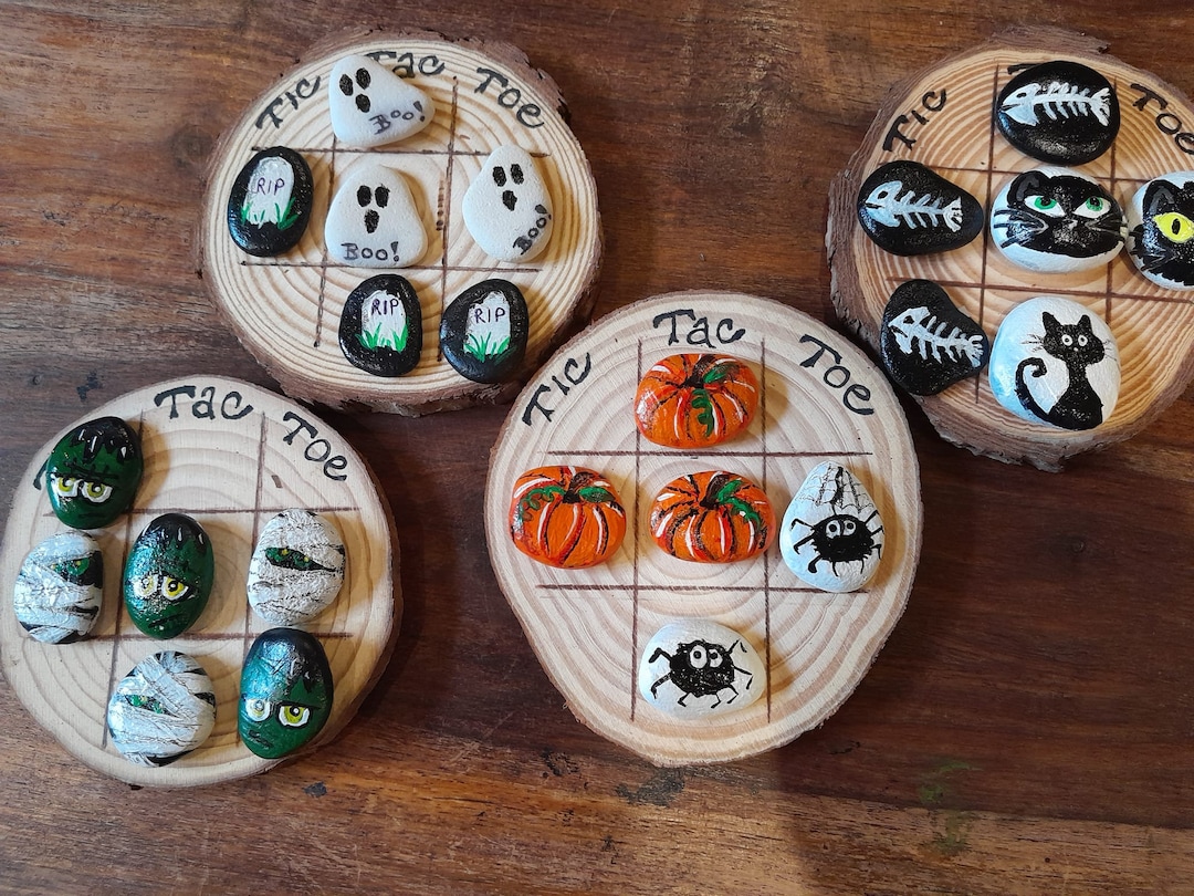 HALLOWEEN Tic Tac Toe Pebble Sets - Etsy