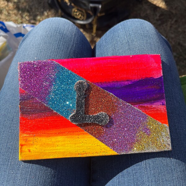 Initial Canvas Art - Etsy