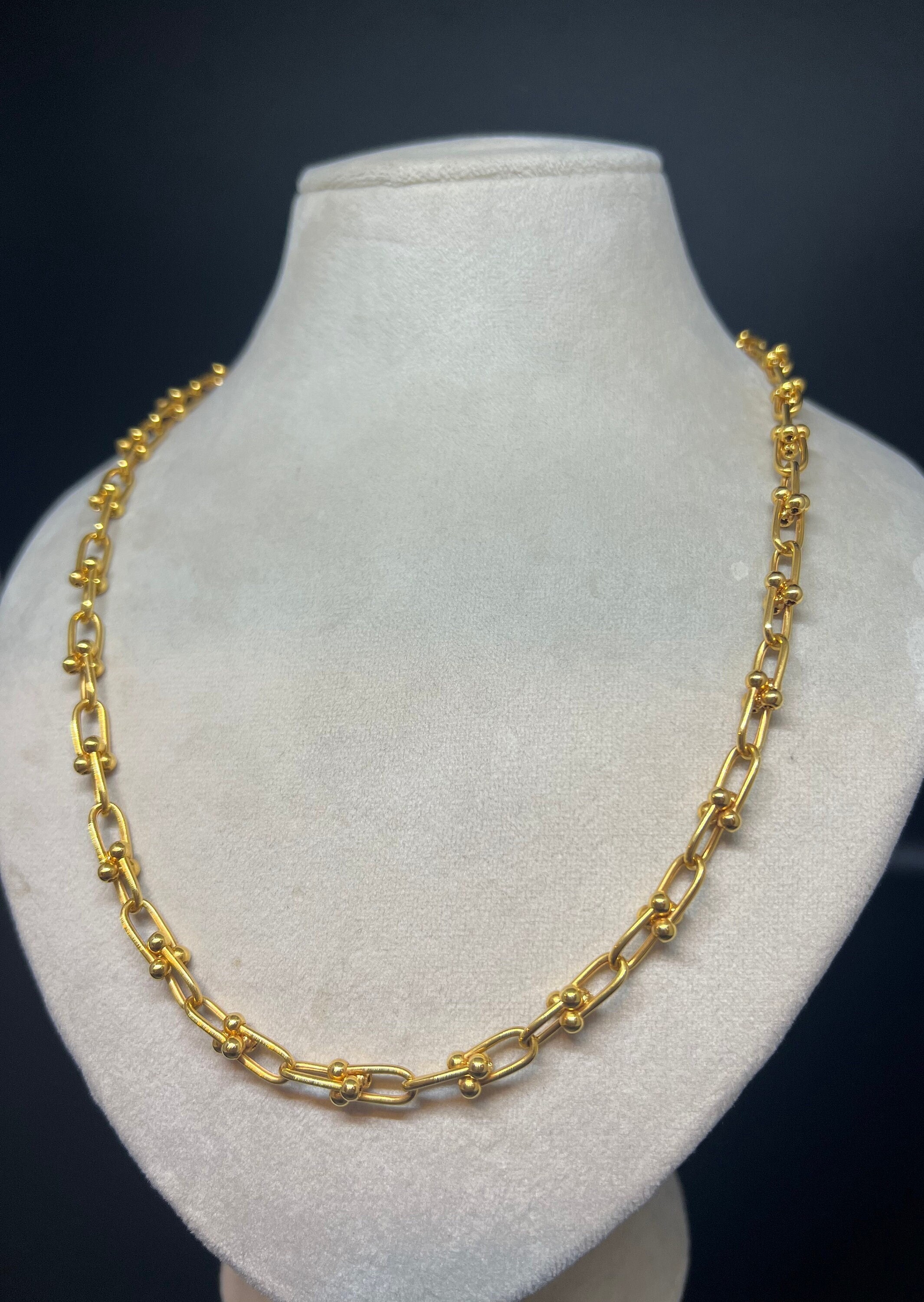 22k Gold U-link Chain Necklace / 22k Real Solid Gold Chunky - Etsy ...