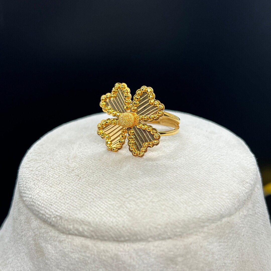 22k Solid Gold Klee Ring mit Dorica Kugeln vierblättriges - Etsy.de