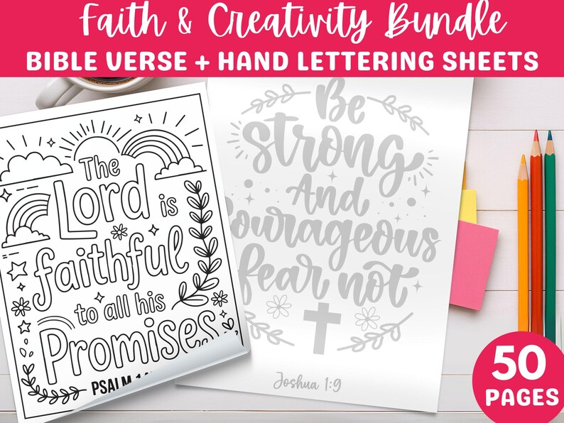 Bible Verse Coloring Pages:hand Lettering Practice Sheets(digital ...