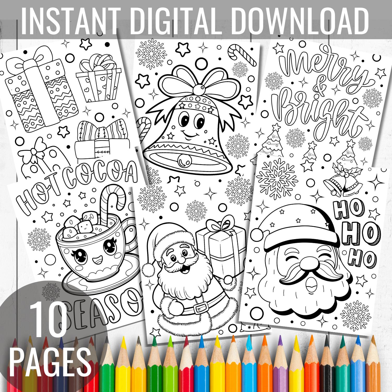 Christmas Coloring Pages, Classroom Digital Download, Christmas ...