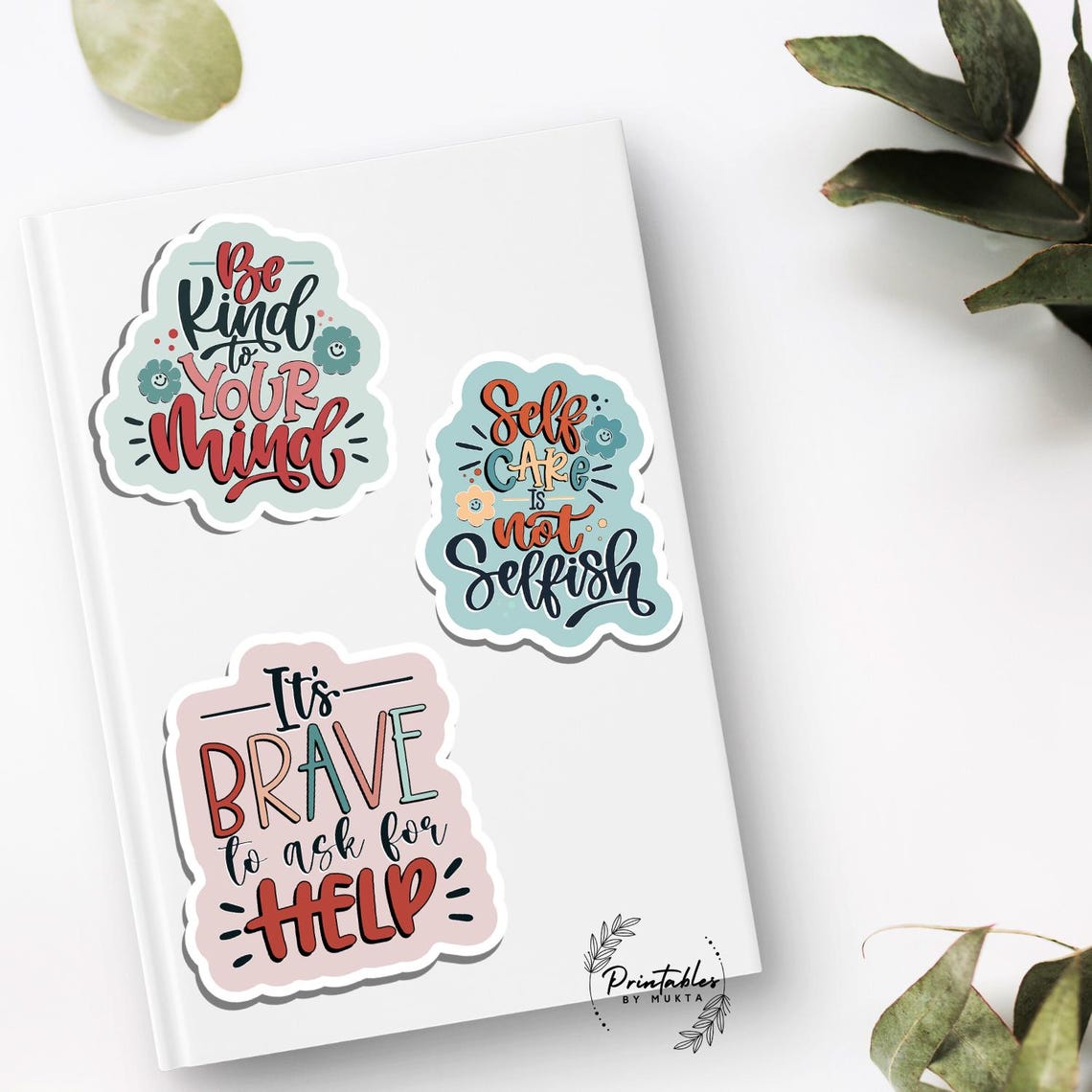 Affirmations Print and Cut Stickers Bundle, Mental Health Printable ...