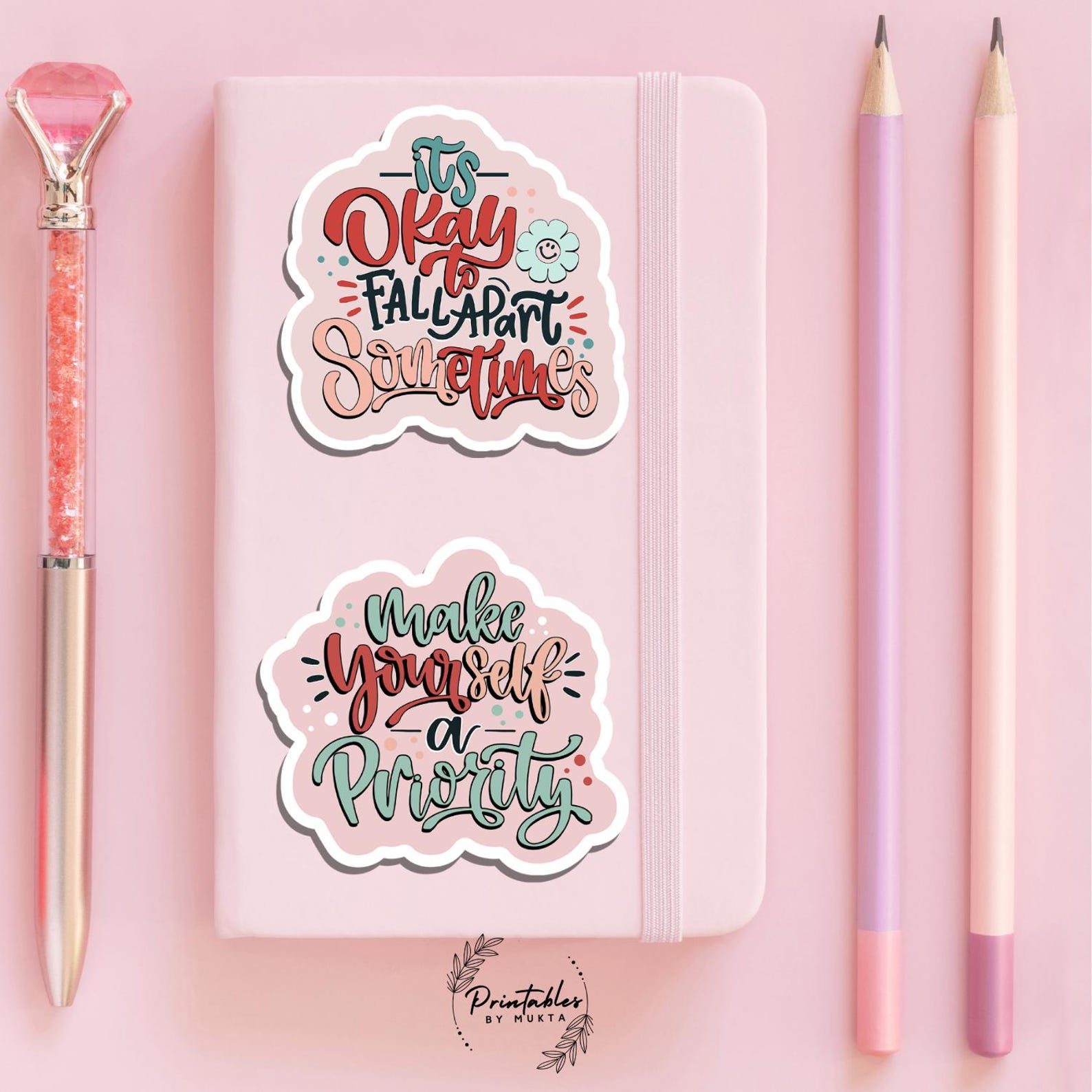 Affirmations Print and Cut Stickers Bundle, Mental Health Printable ...