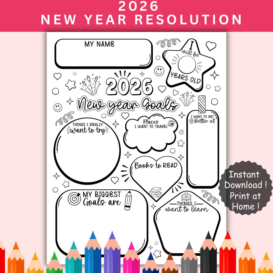 Kids New Year Activity – Year in Review Coloring Page (PDF) - Etsy
