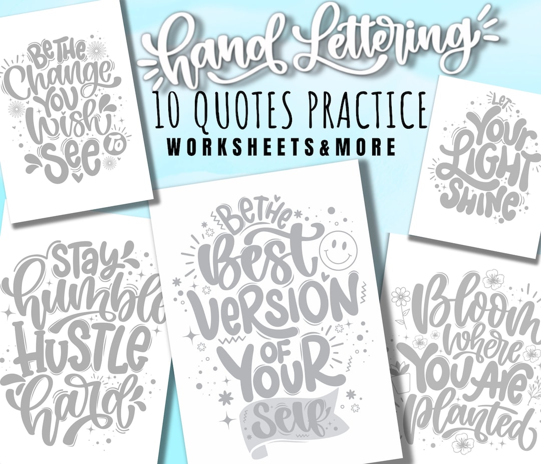 Hand Lettering Workbook| Motivational Quotes Practice Sheets| Digital ...