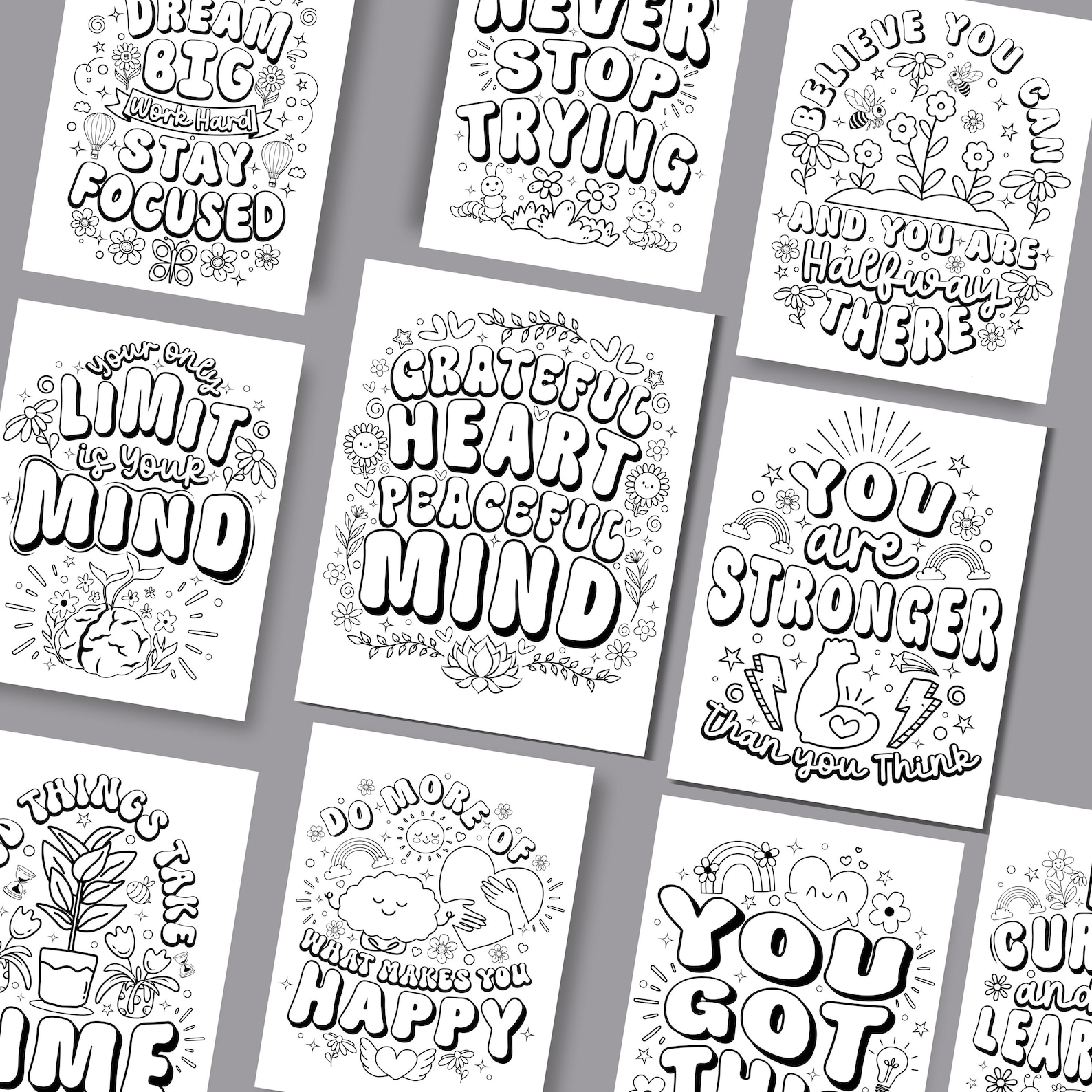 Motivational Quotes, Coloring Pages for Teen and Adults, Positive ...