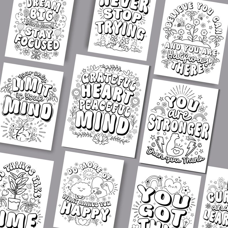 Motivational Quotes, Coloring Pages for Teen and Adults, Positive ...