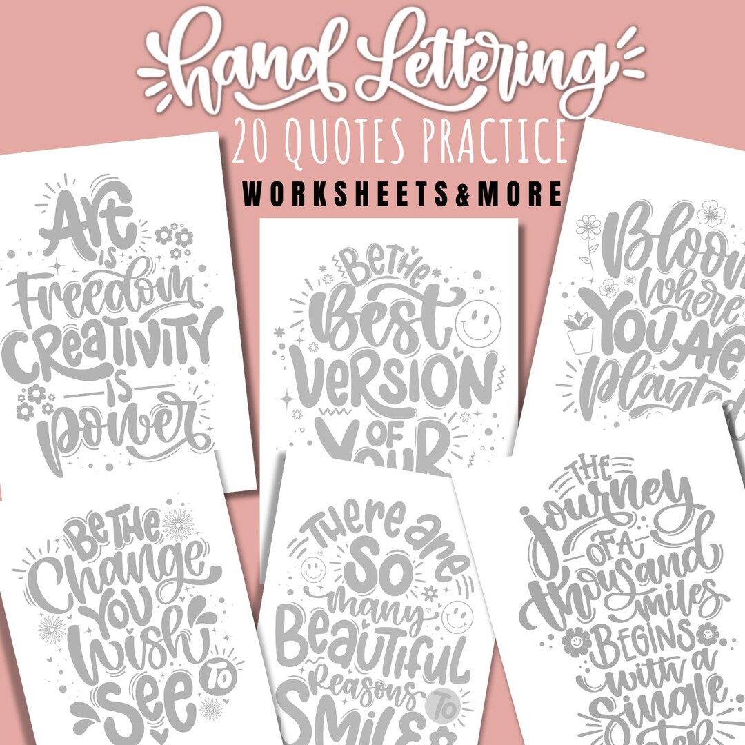 20 Motivational Hand Lettering Worksheets |hand Lettering Practice ...