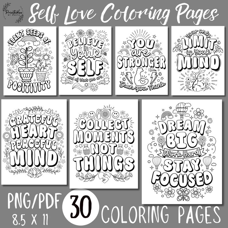 Motivational Quotes, Coloring Pages for Teen and Adults, Positive ...