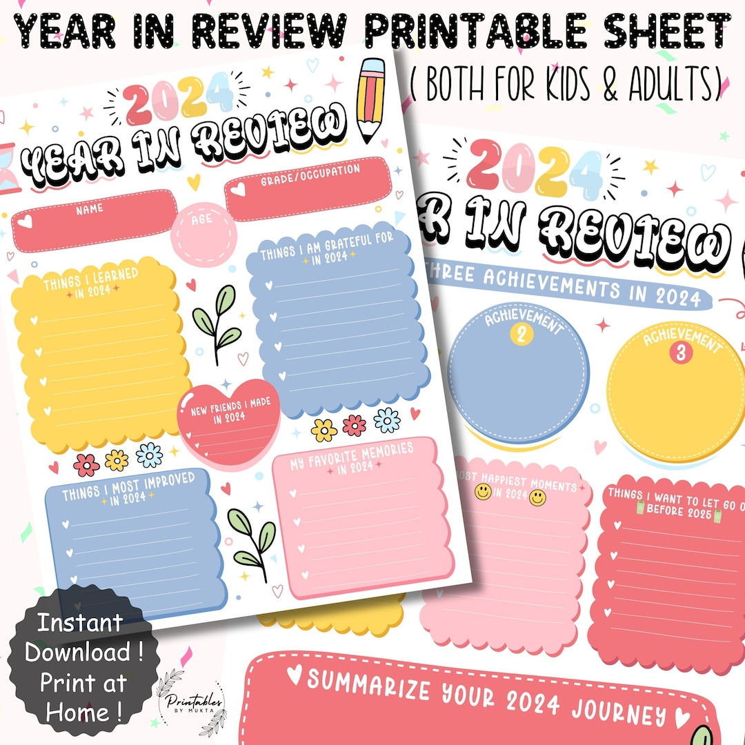 Printable Year in Review 2024 Instant Download, Year in Review ...