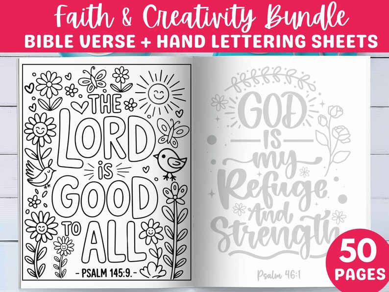 Bible Verse Coloring Pages:hand Lettering Practice Sheets(digital ...