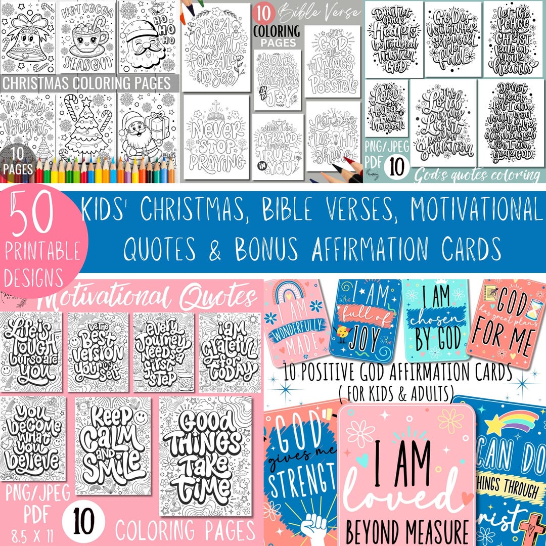 Ultimate Holiday Coloring& Affirmation Bundle:kids' Christmas,bible ...