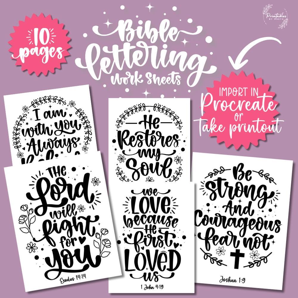 Bible Verse Hand Lettering Worksheets | Christian Calligraphy Practice ...