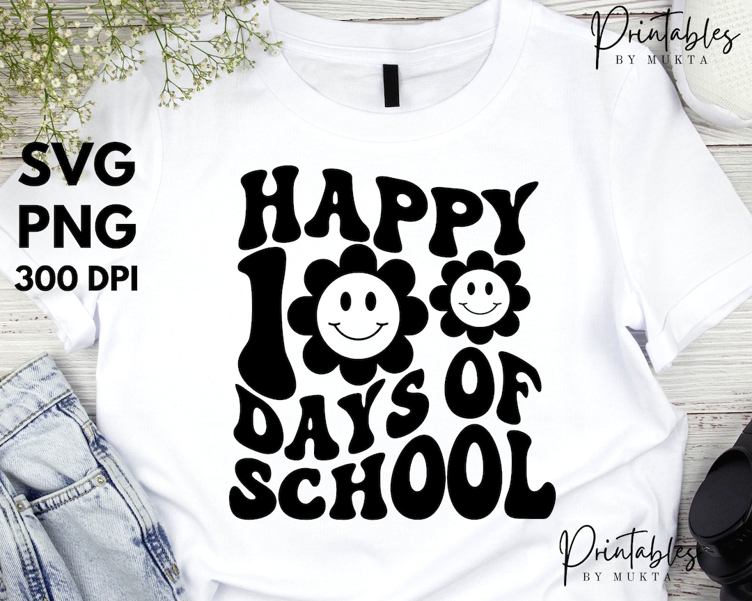100 Days of School Smiley Face SVG, 100 Days of School PNG, Smiley Face ...