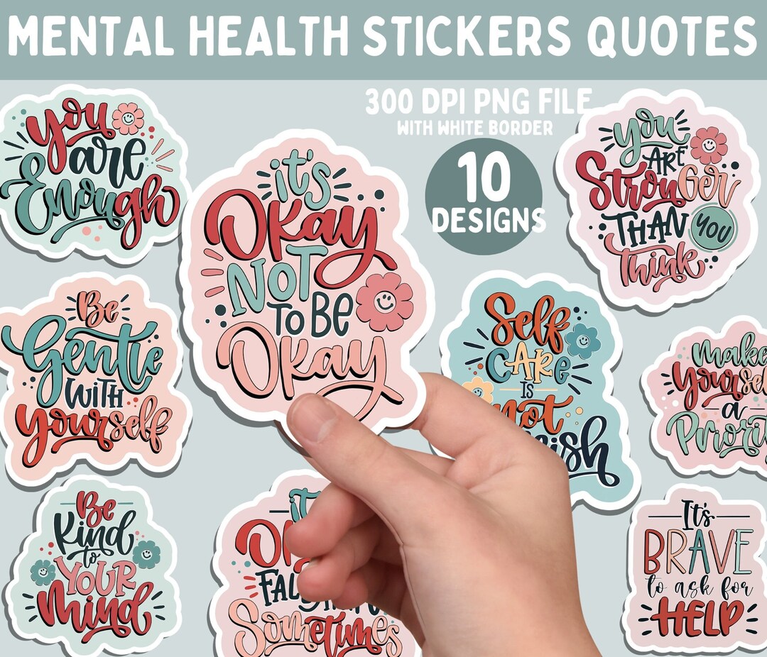 Affirmations Print and Cut Stickers Bundle, Mental Health Printable ...