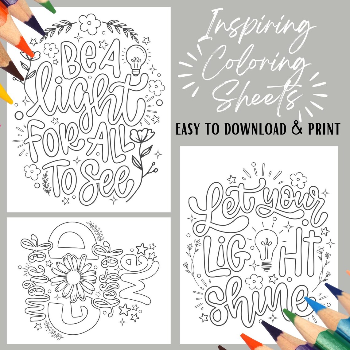 Hand Lettered Bible Verse Coloring Pages|printable Bundle for ...