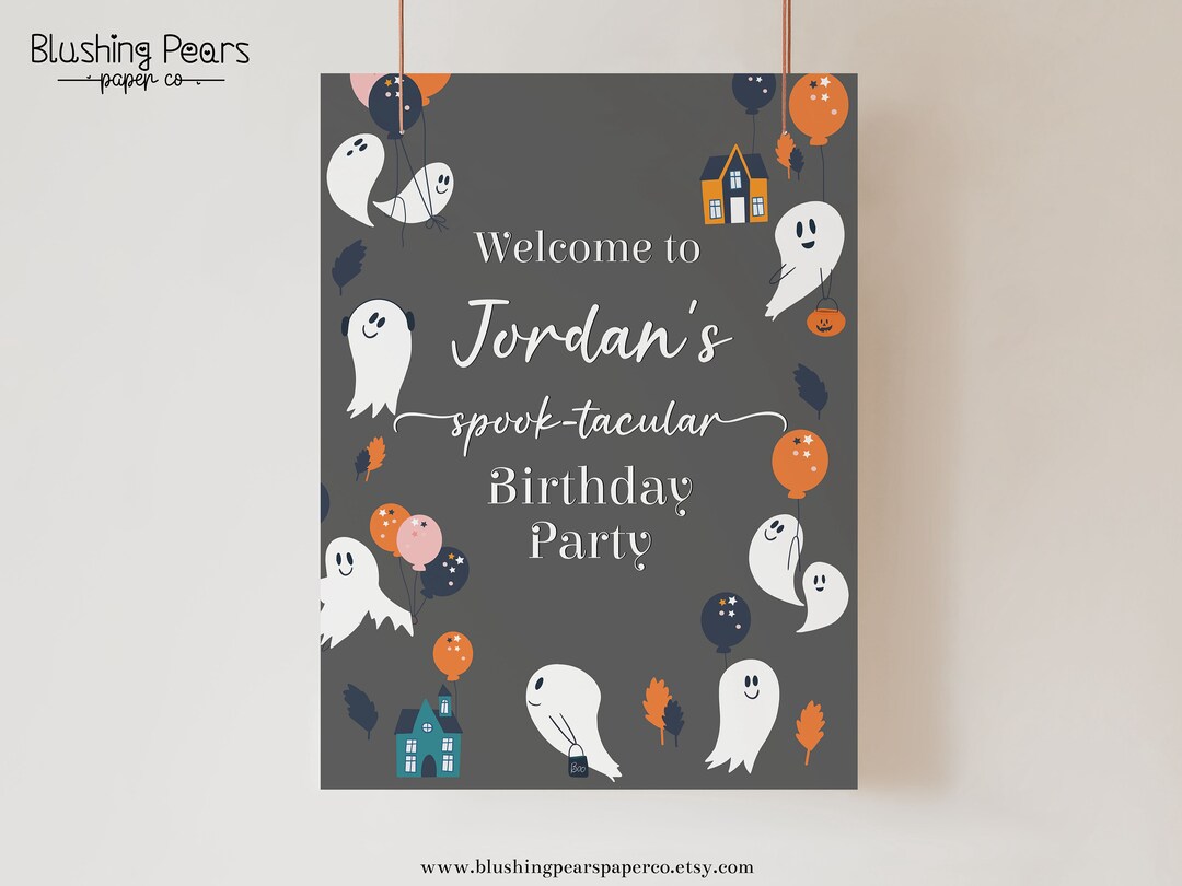 Halloween Ghost Birthday Welcome Sign, Cute Ghost Birthday Welcome Sign ...