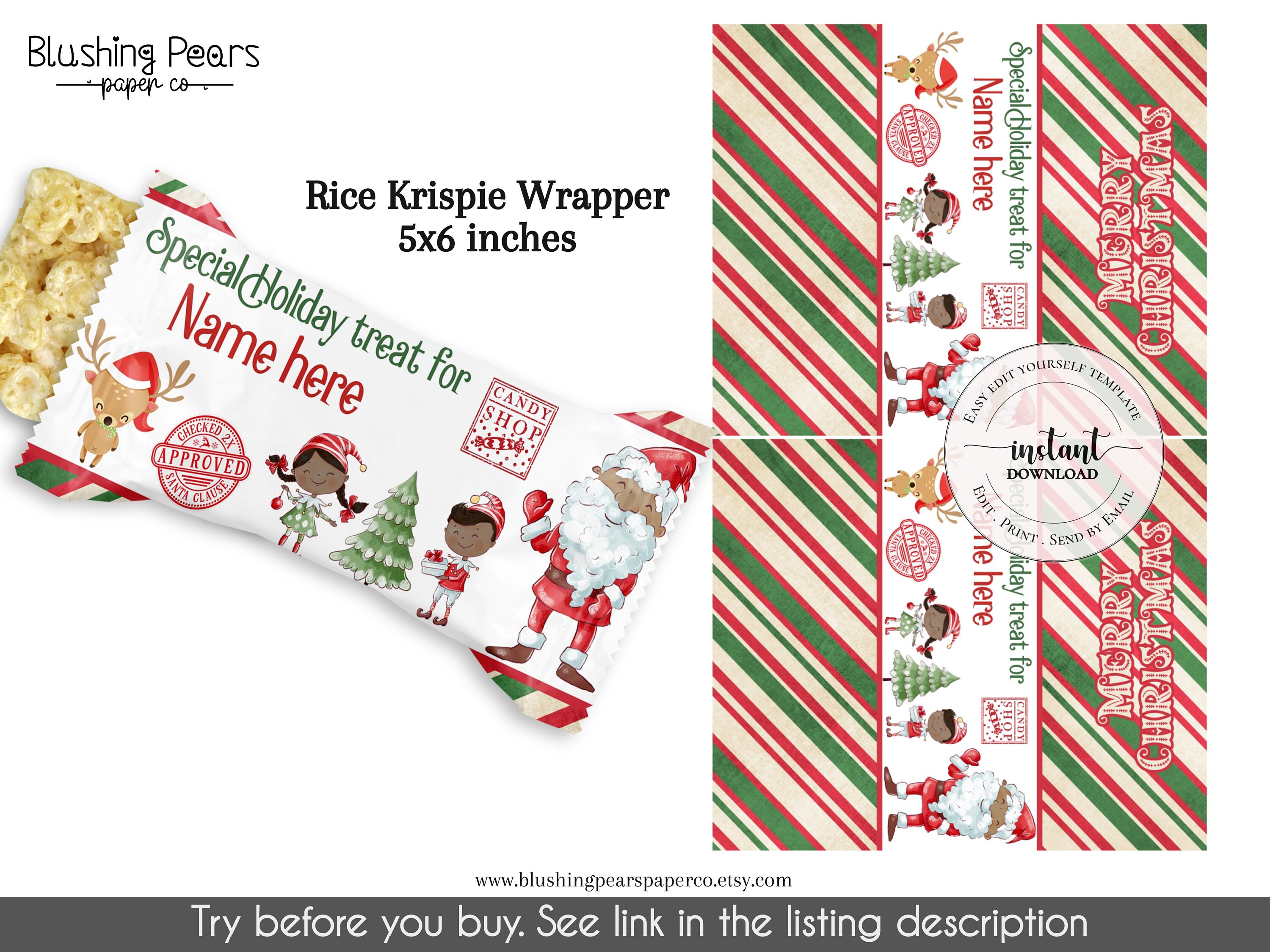 Christmas Treats, Chip Bag Chocolate Wrapper Juice Pouch Label, Black ...