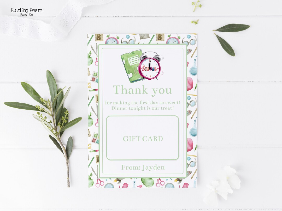 Teacher Appreciation Gift Card Printable, Back to School Gift Card ...