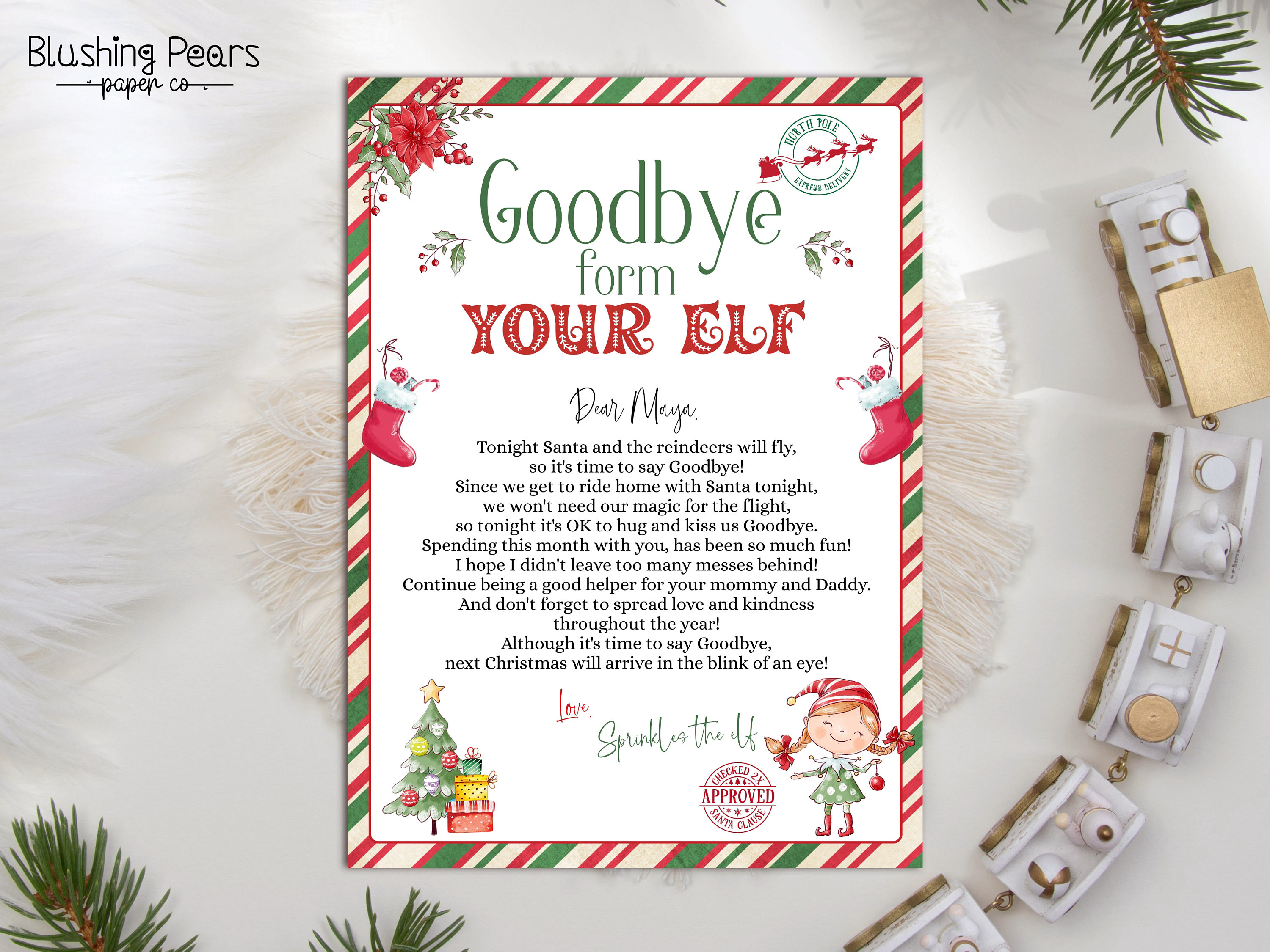 Girl Elf Goodbye Letter, From Elf Bye for Now Letter, Goodbye Letter ...