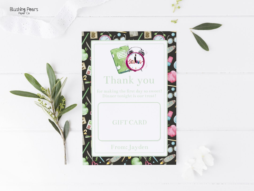 Teacher Appreciation Gift Card Printable, Back to School Gift Card ...